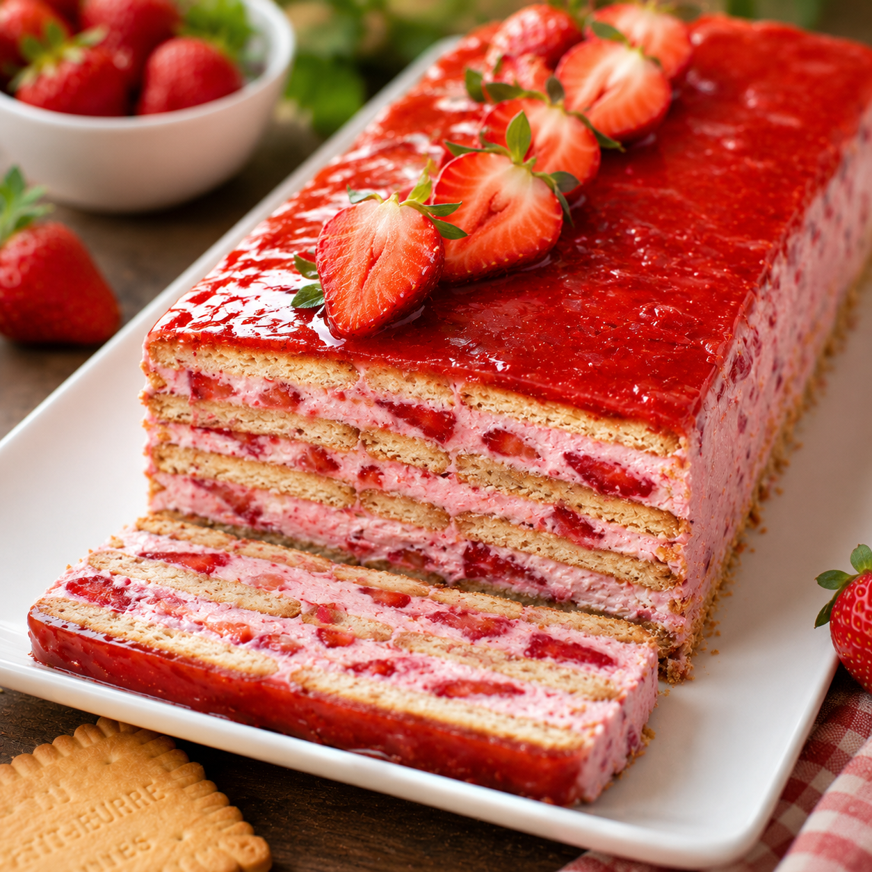 Gâteau au Petit Beurre et aux Fraises : Le Dessert Frais et Gourmand de ...